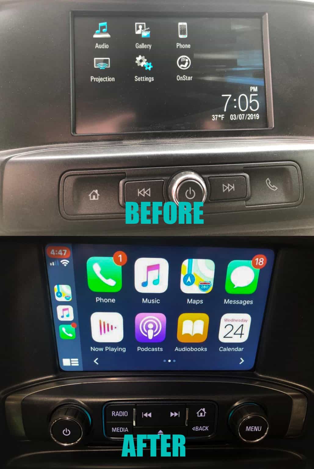 2015 - 2018 Chevy MyLink Navigation Screen IOB to IO5 / IO6
